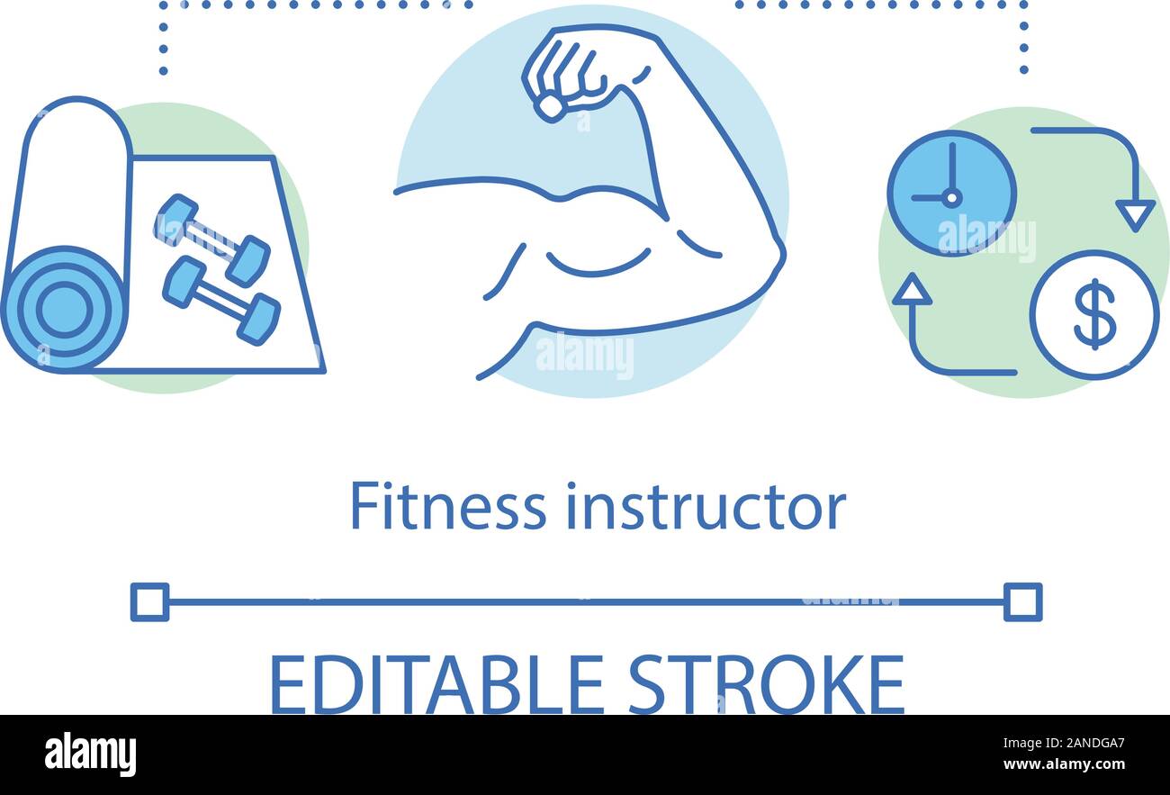 Fitness instructor concept icon. Gym coach, trainer idea thin line ...
