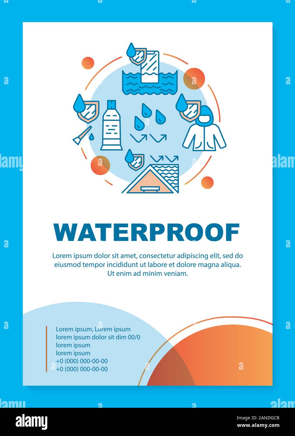 Waterproof building materials, coating brochure template layout. Flyer ...
