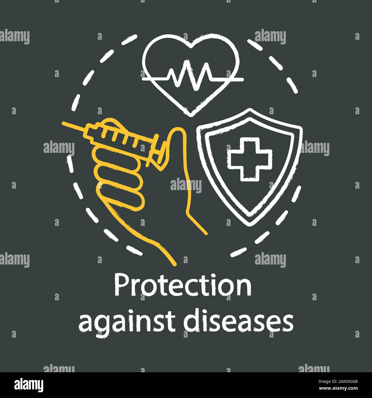 Protection against diseases chalk concept icon. Healthy lifestyle idea ...