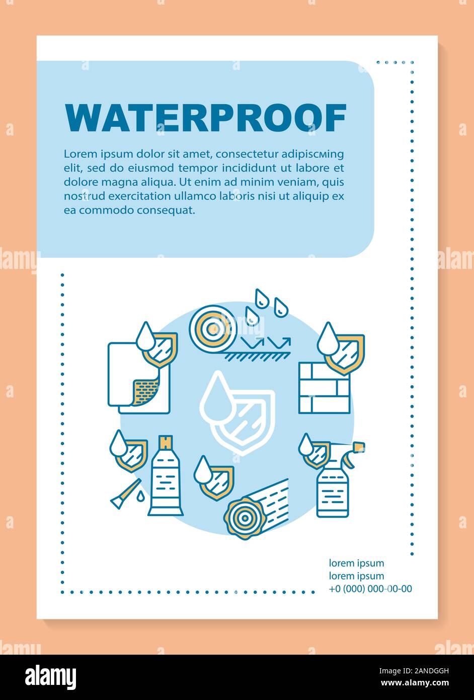Waterproof construction coating brochure template layout. Flyer ...