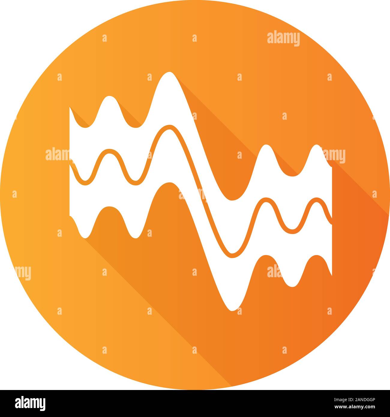 Flowing wavy lines orange flat design long shadow glyph icon. Fluid ...