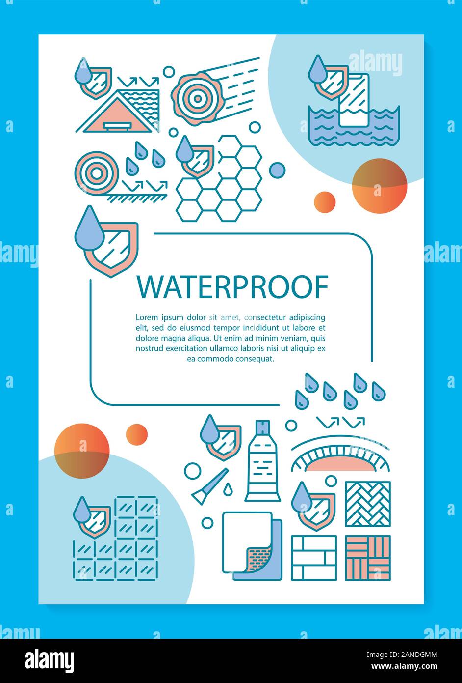 Waterproof construction materials brochure template layout. Flyer ...