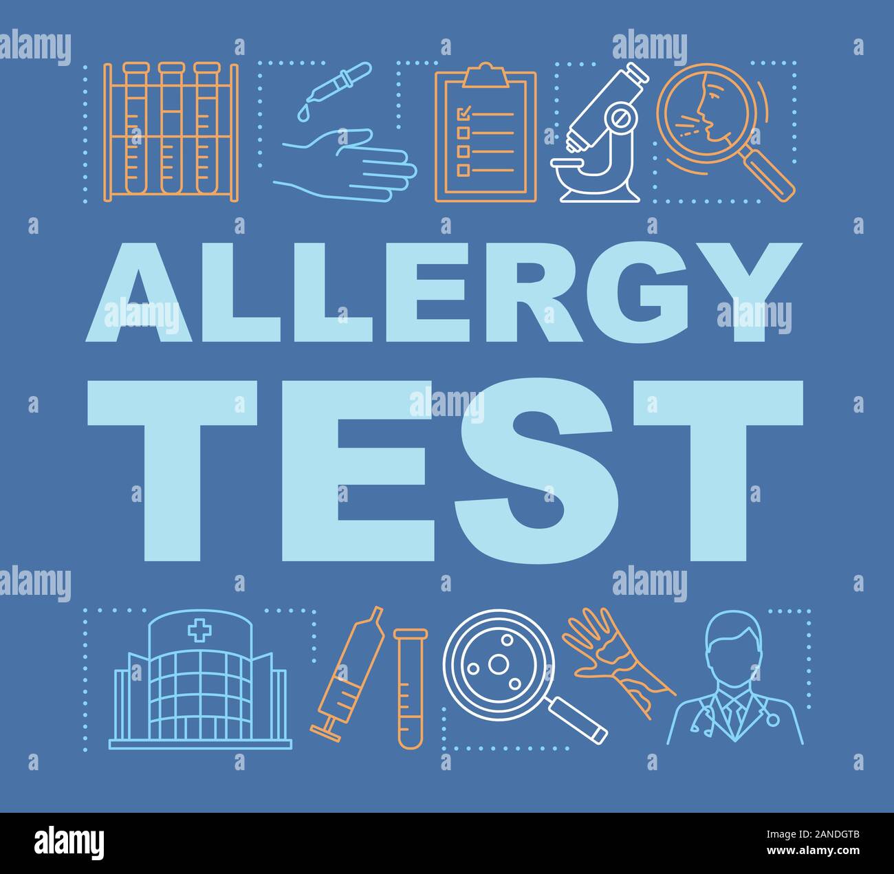 Allergy test word concepts banner. Allergic reactions diagnosis ...