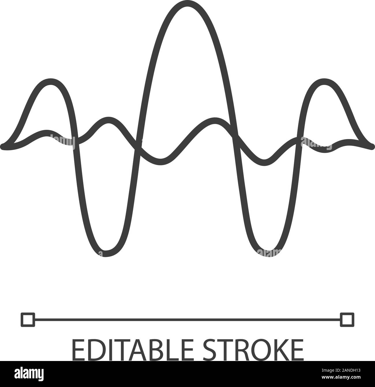 Overlapping curves, waves linear icon. Thin line illustration ...