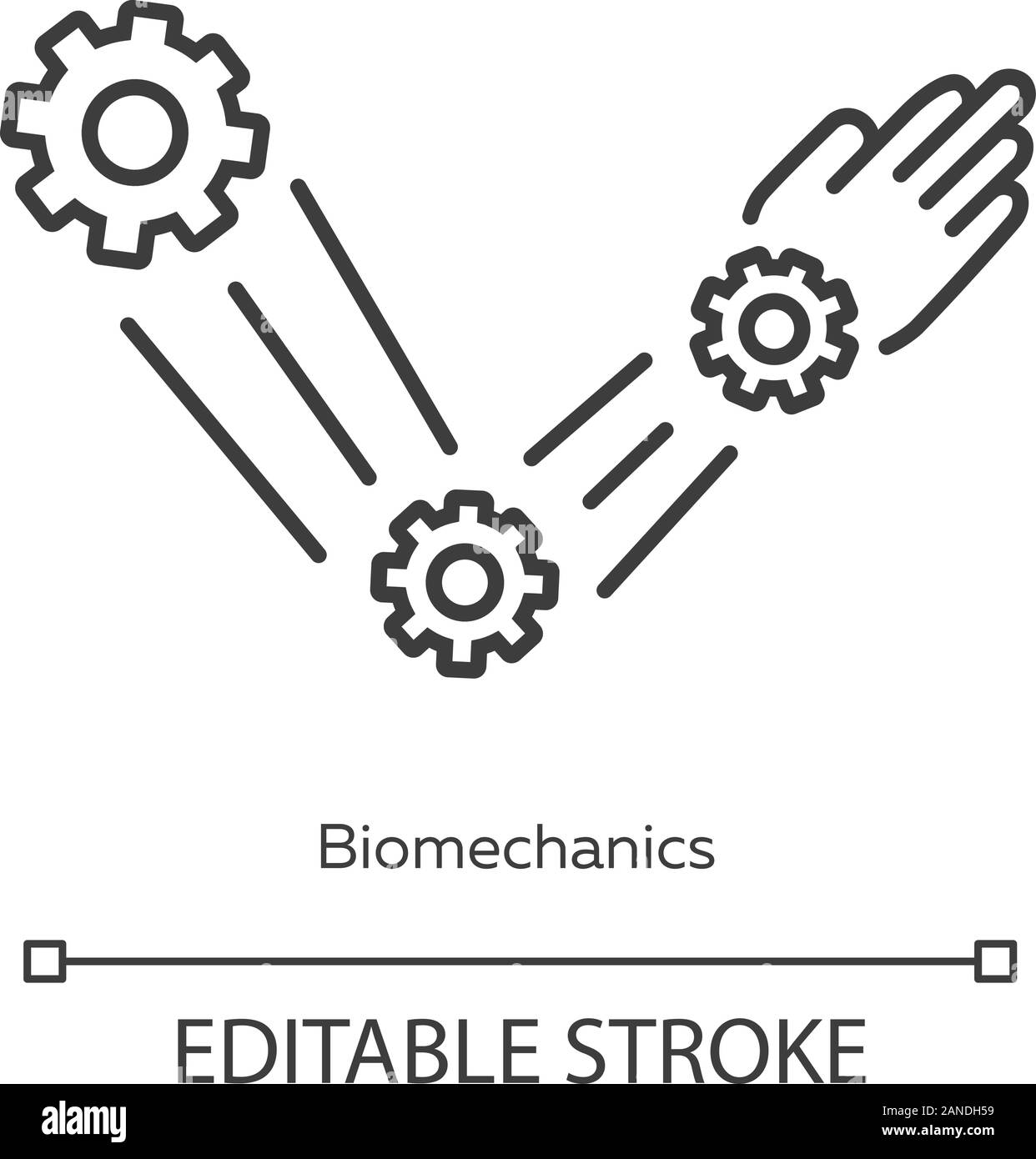 Biomechanics linear icon. Studying and copying body movements. Robot ...