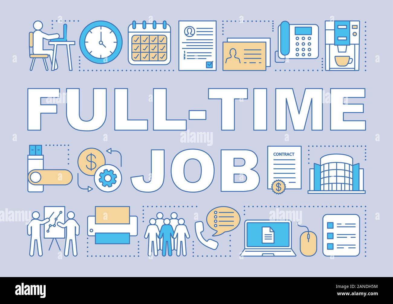 Full-time job word concepts banner. Employment, recruitment. Employee ...