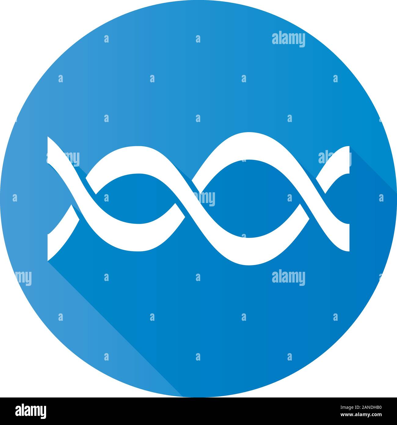 Interlaced waves blue flat design long shadow glyph icon. Music rhythm ...