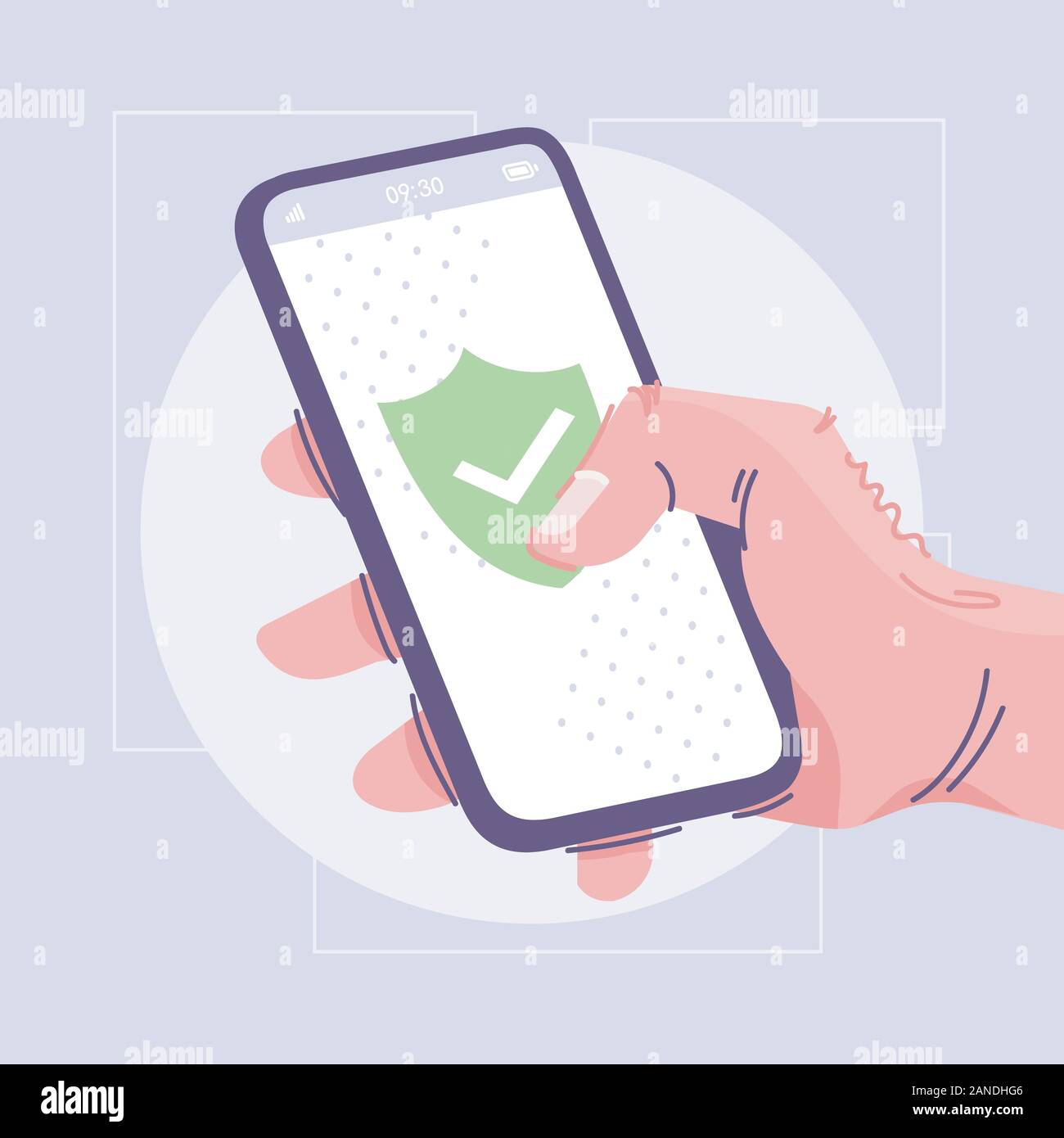 Antivirus application flat vector illustration. Mobile firewall ...