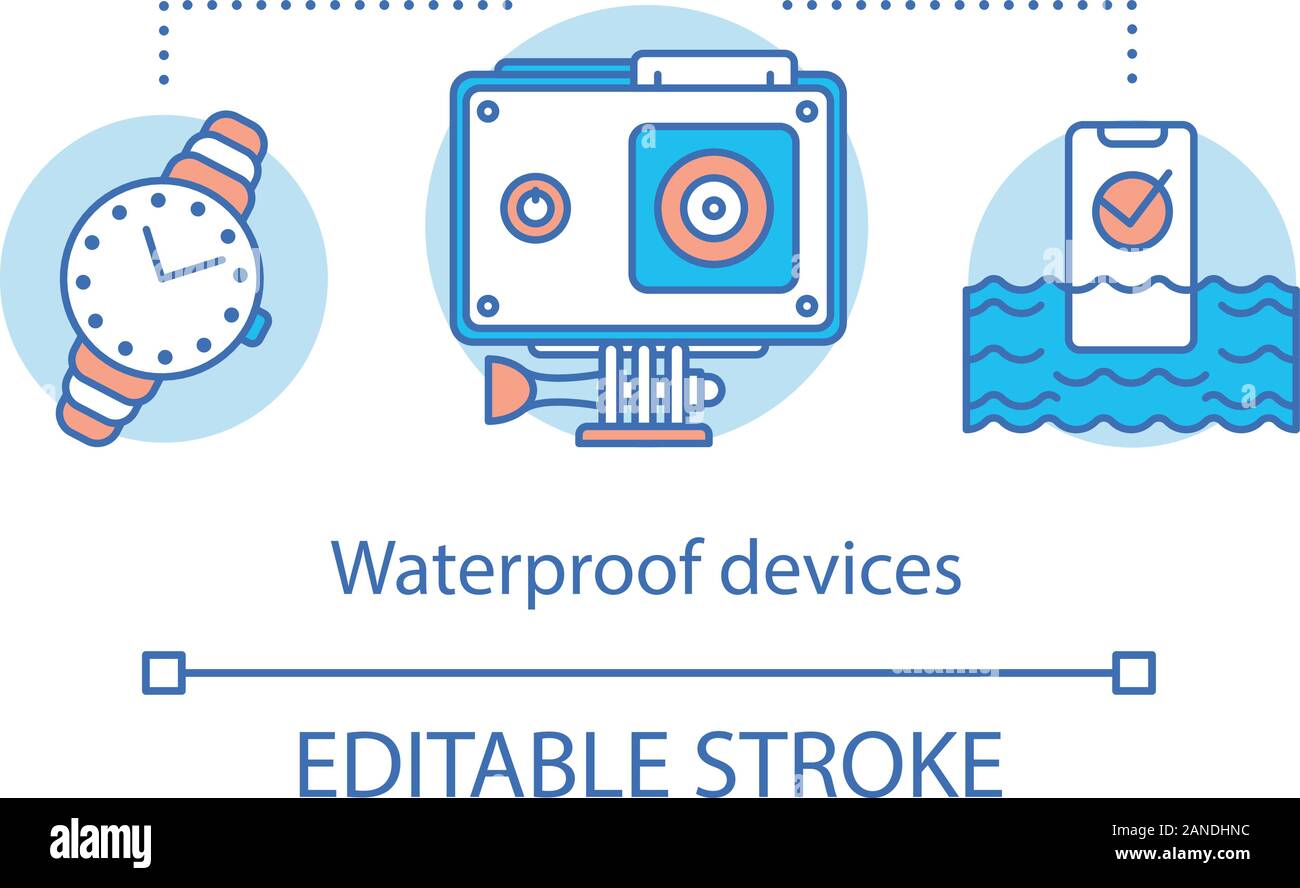 Waterproof electronic devices concept icon. Water resistant gadgets ...