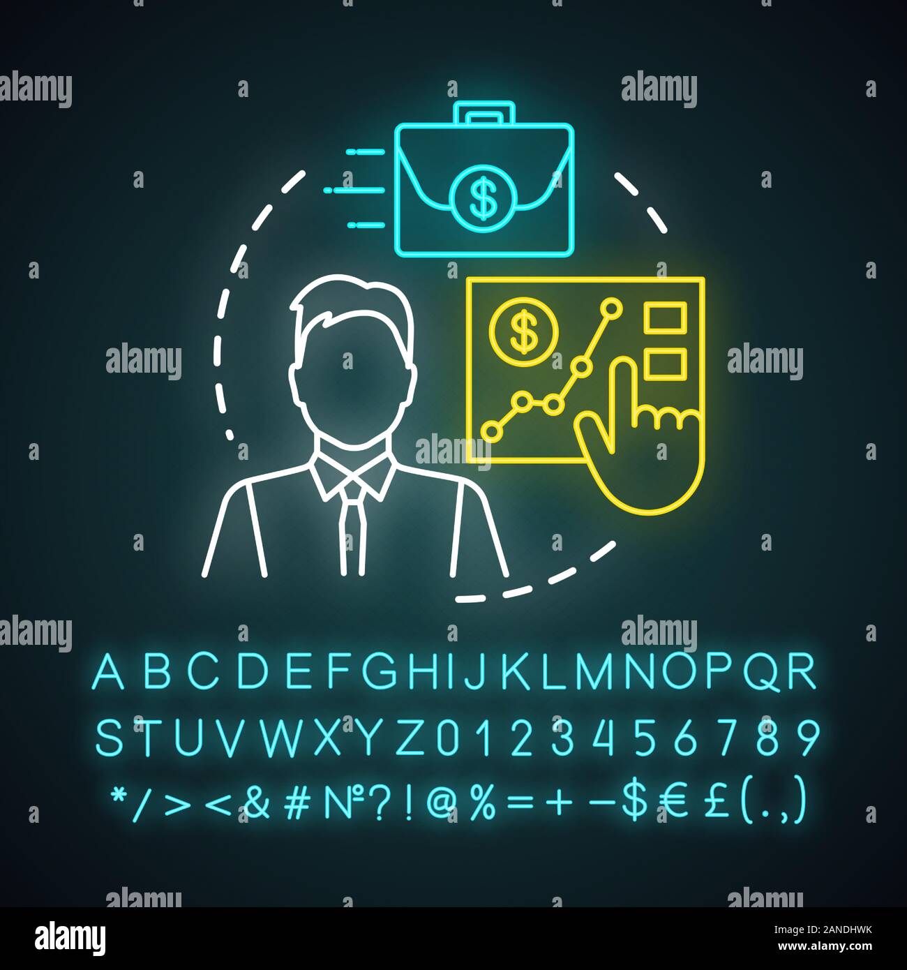 Sales coordinator neon light icon. Customer support representative ...