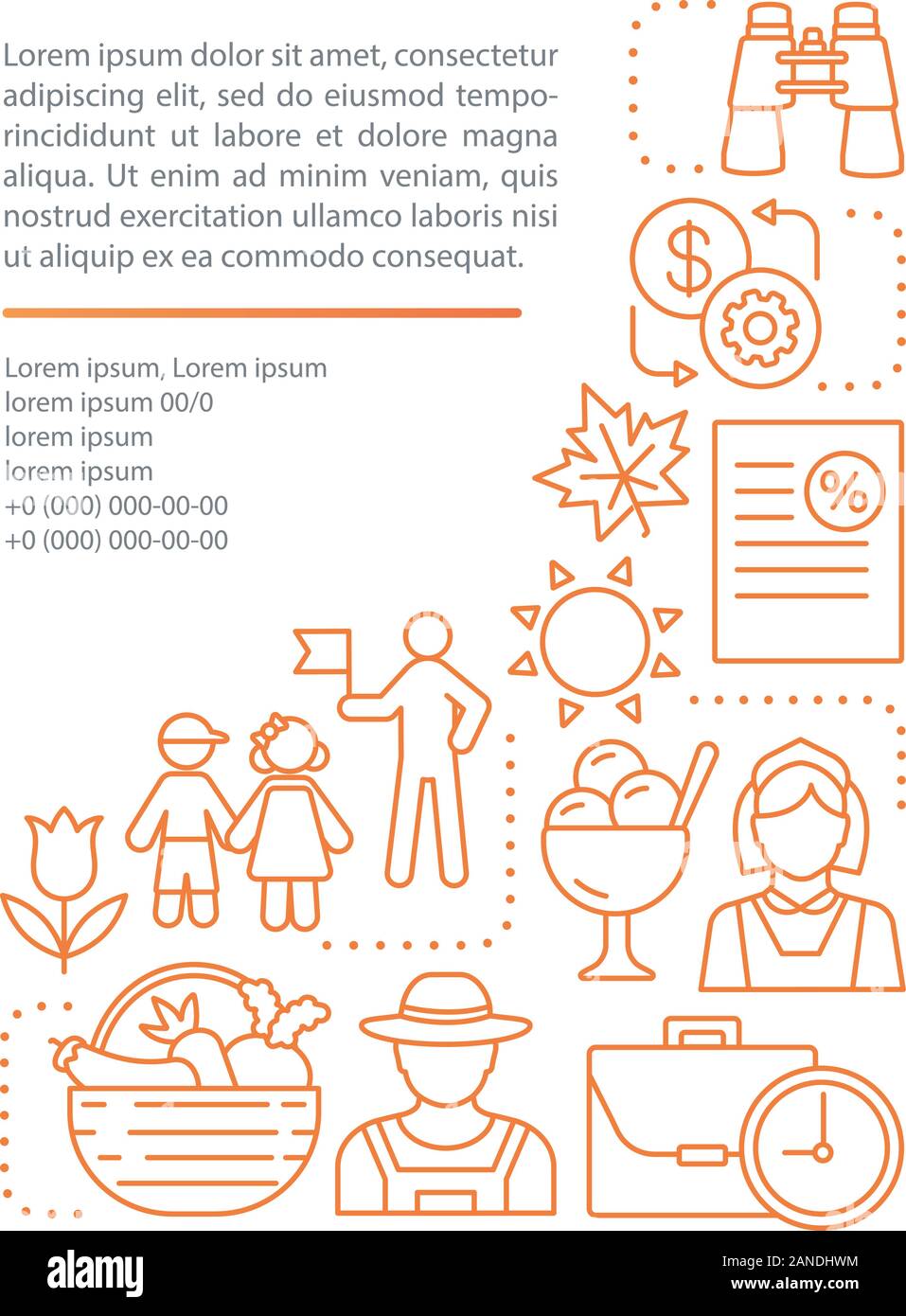 Seasonal job article page vector template. Temporary, odd job. Brochure ...