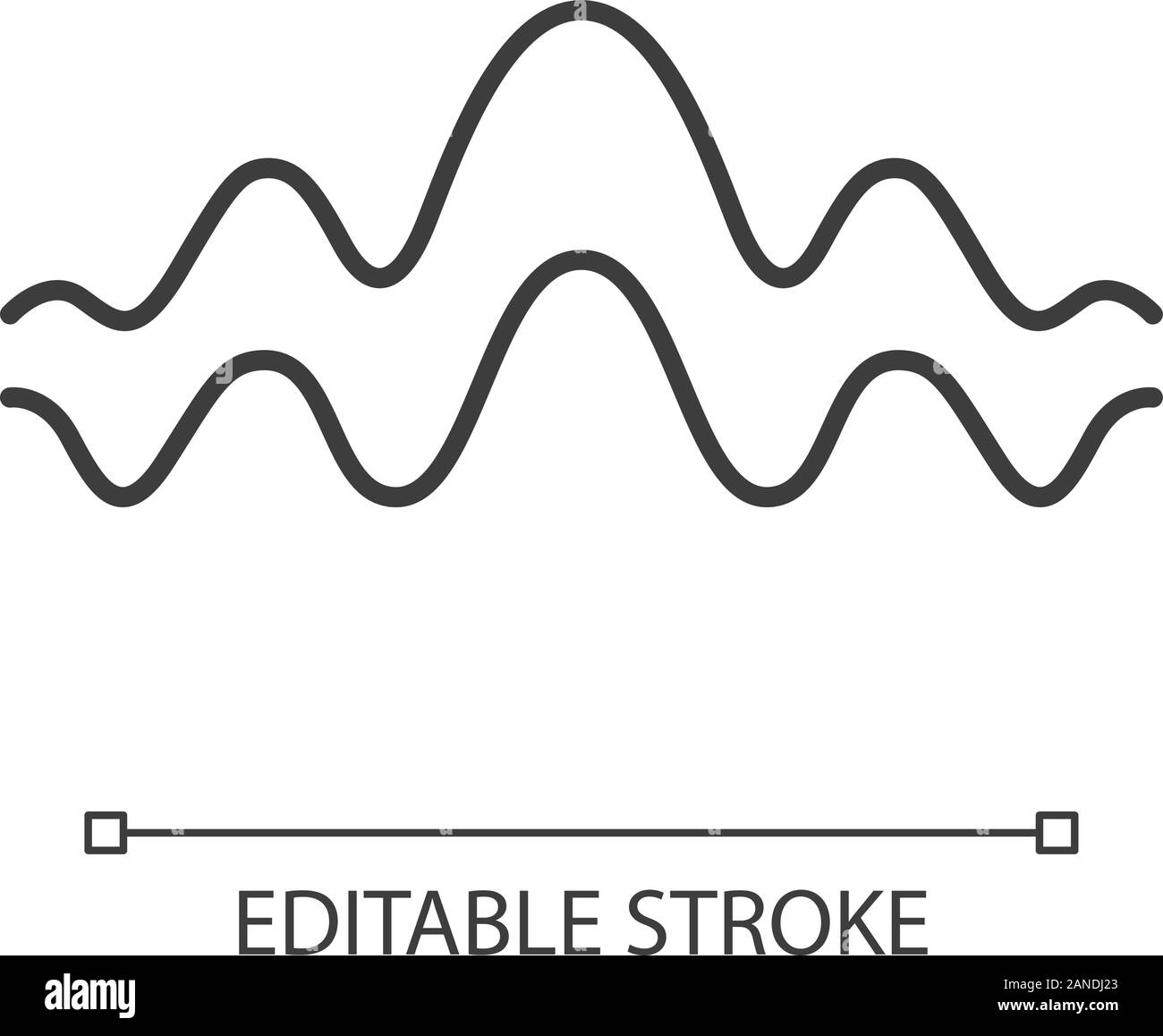 Fluid wave linear icon. Thin line illustration. Flowing wavy lines ...