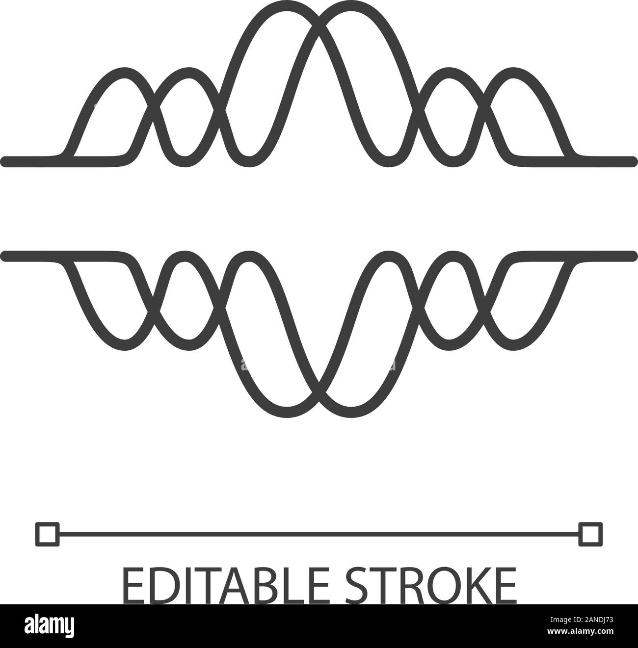 Overlapping waves linear icon. Thin line illustration. Voice recording ...