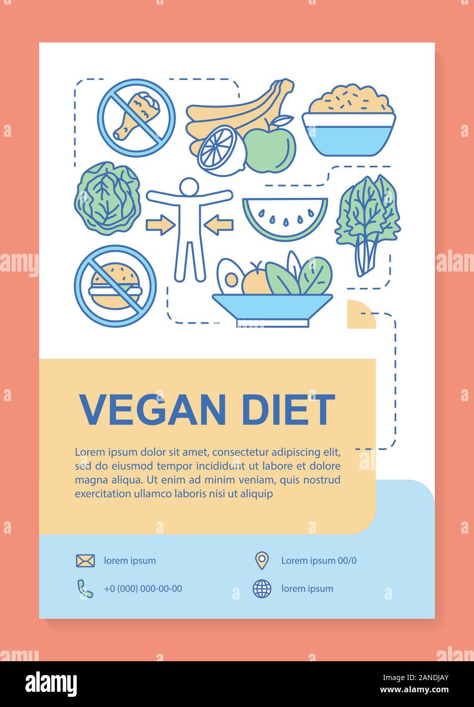 Nutrition plan brochure template layout. Vegan diet flyer, booklet ...