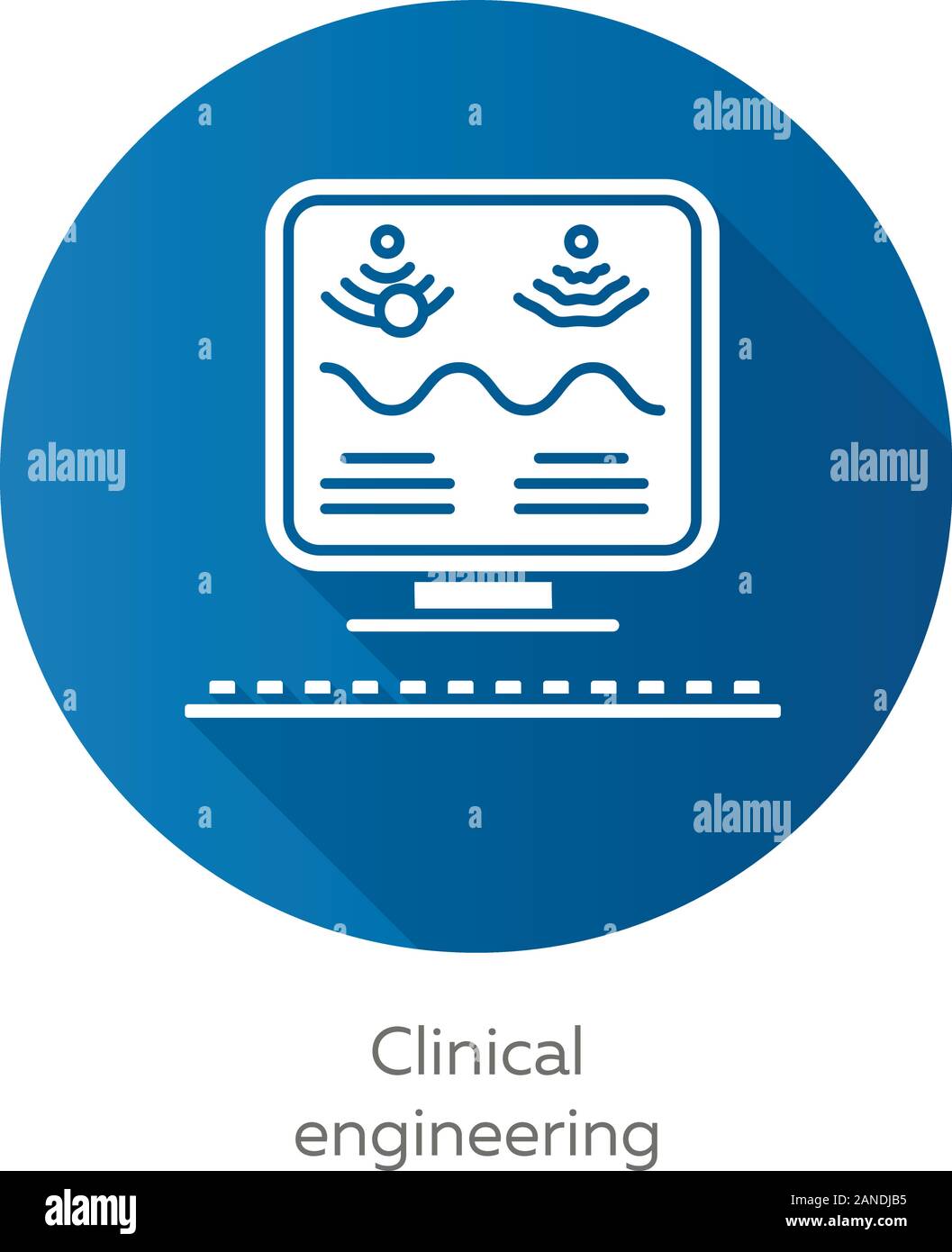 Clinical engineering blue flat design long shadow glyph icon ...