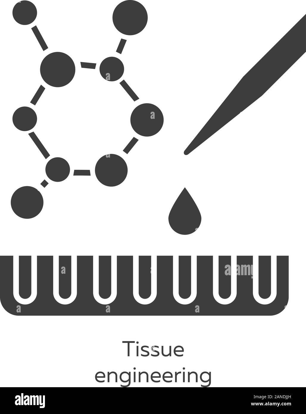 Tissue engineering glyph icons set. Combining cells and molecules into ...