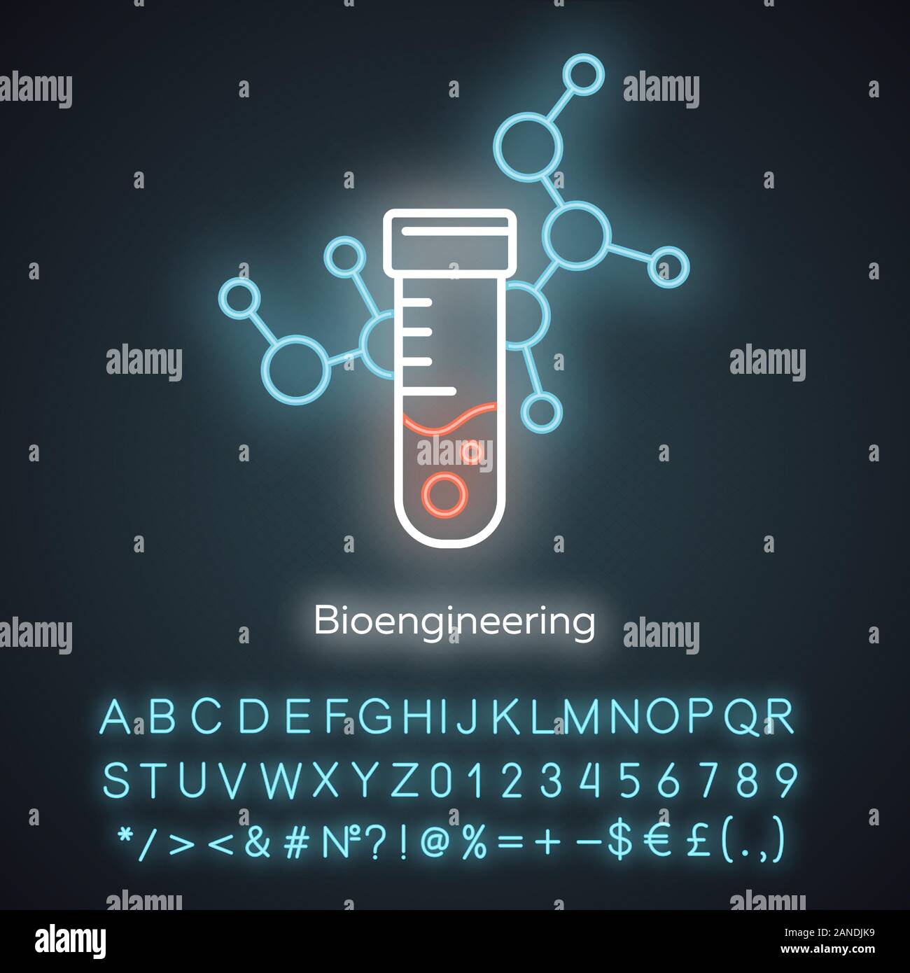 Bioengineering neon light icon. Biological engineering. Scientific ...