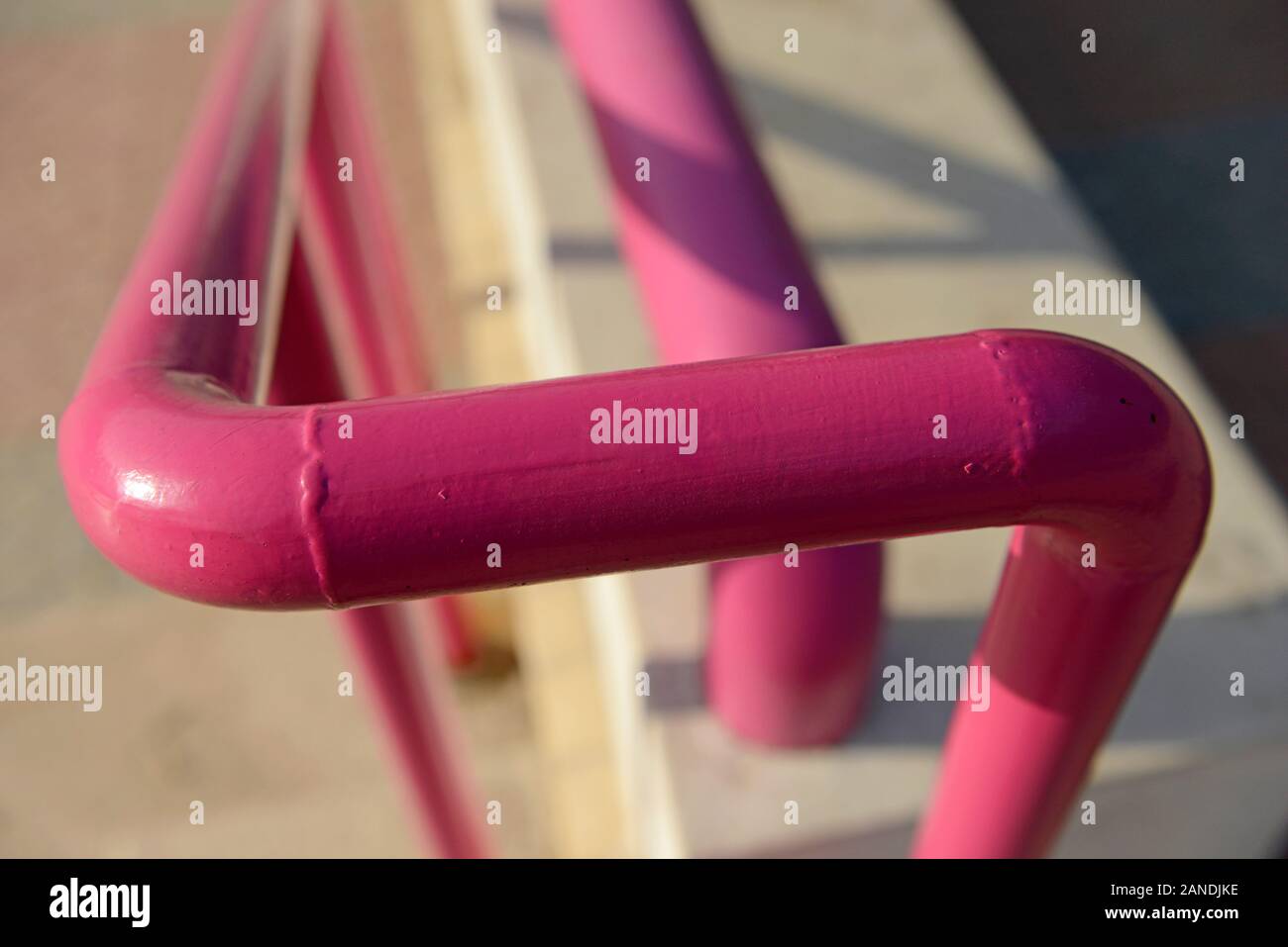 A pink handrail in Chaoyang Park, Beijing, China Stock Photo - Alamy