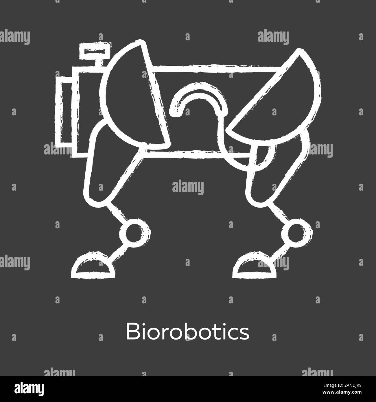 Biorobotics chalk icon. Dog-like robot. Creating robots imitating ...