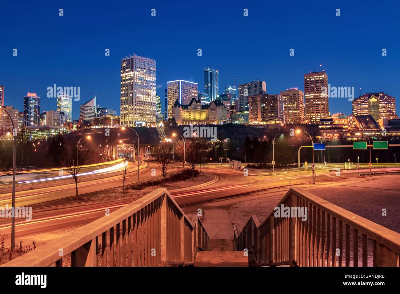 Edmonton Cityscape At Night Stock Photo - Alamy