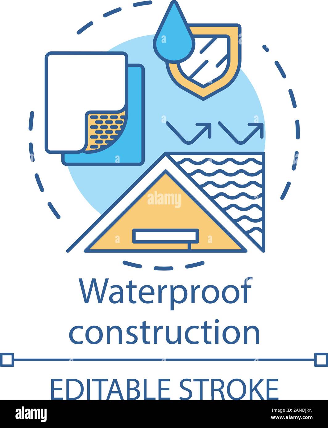 Waterproof construction concept icon. Water resistant building ...