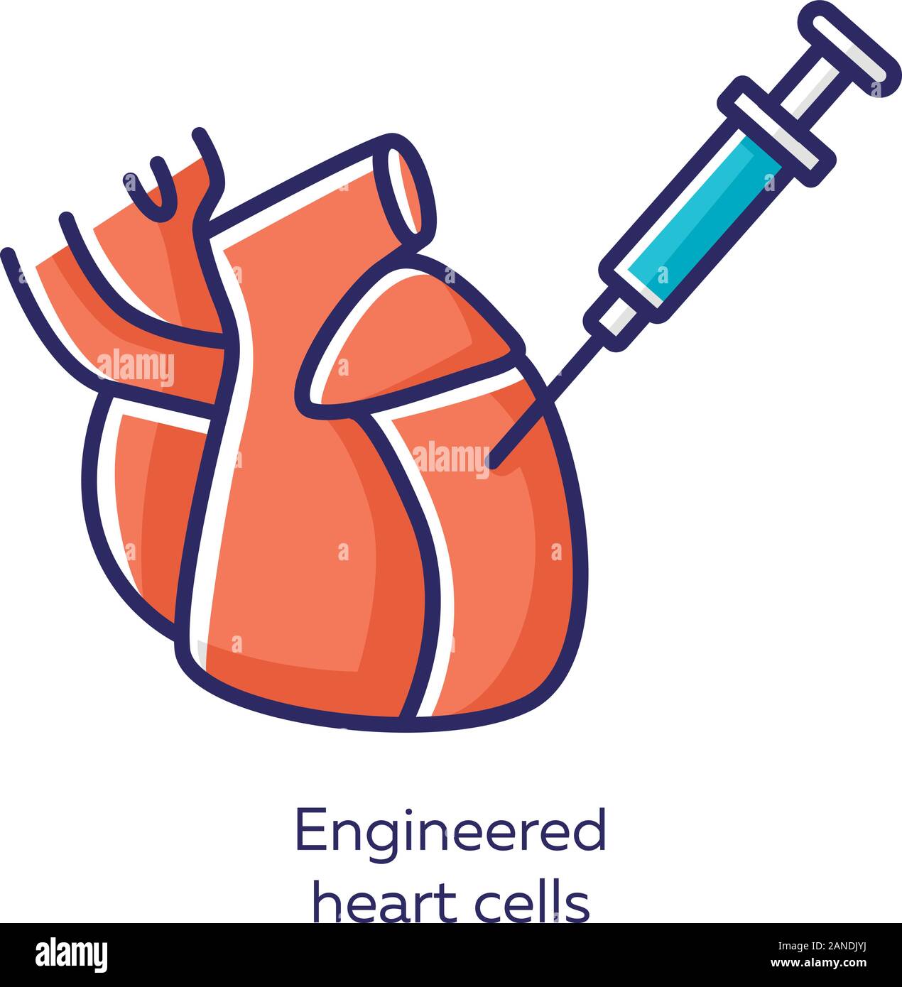 Engineered heart cells red color icon. Human engineered cardiac tissues ...