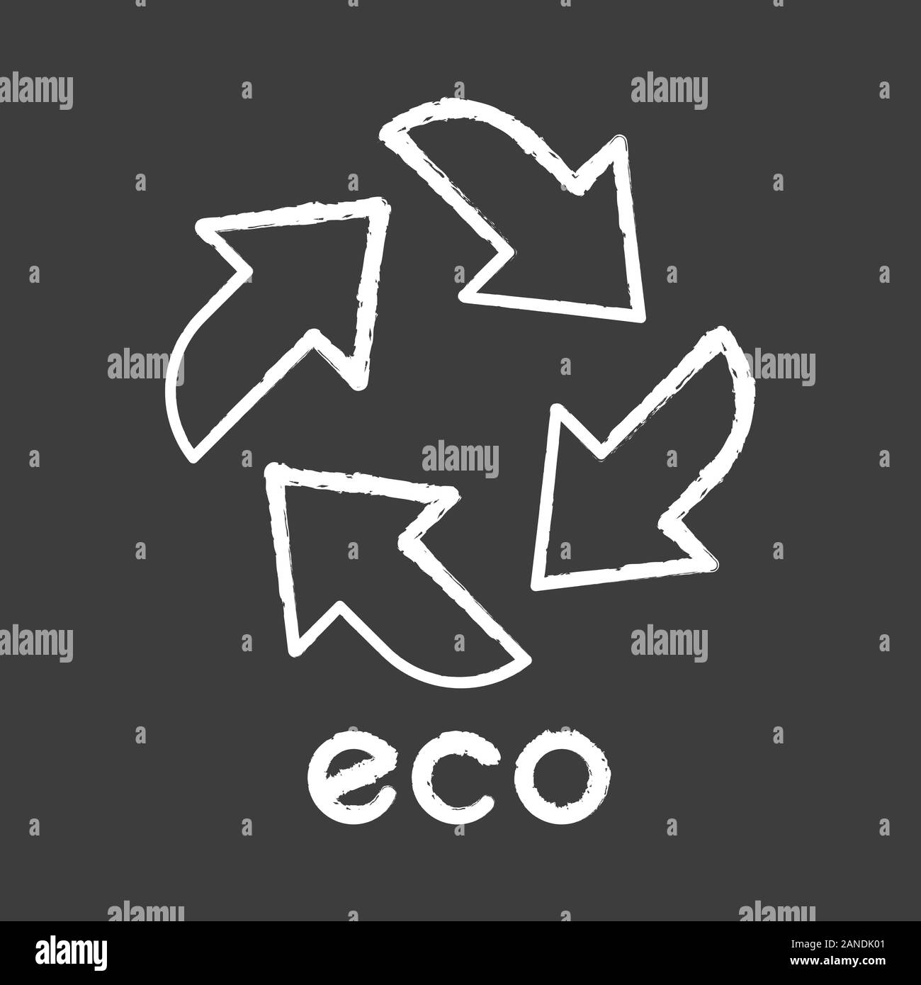 Eco label chalk icon. Four straight arrow signs. Recycle symbol ...