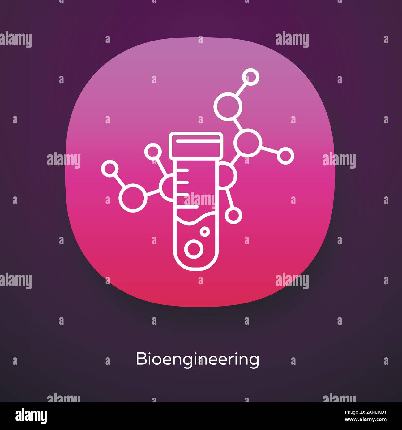 Bioengineering app icon. Biological engineering. Test tube, molecule ...
