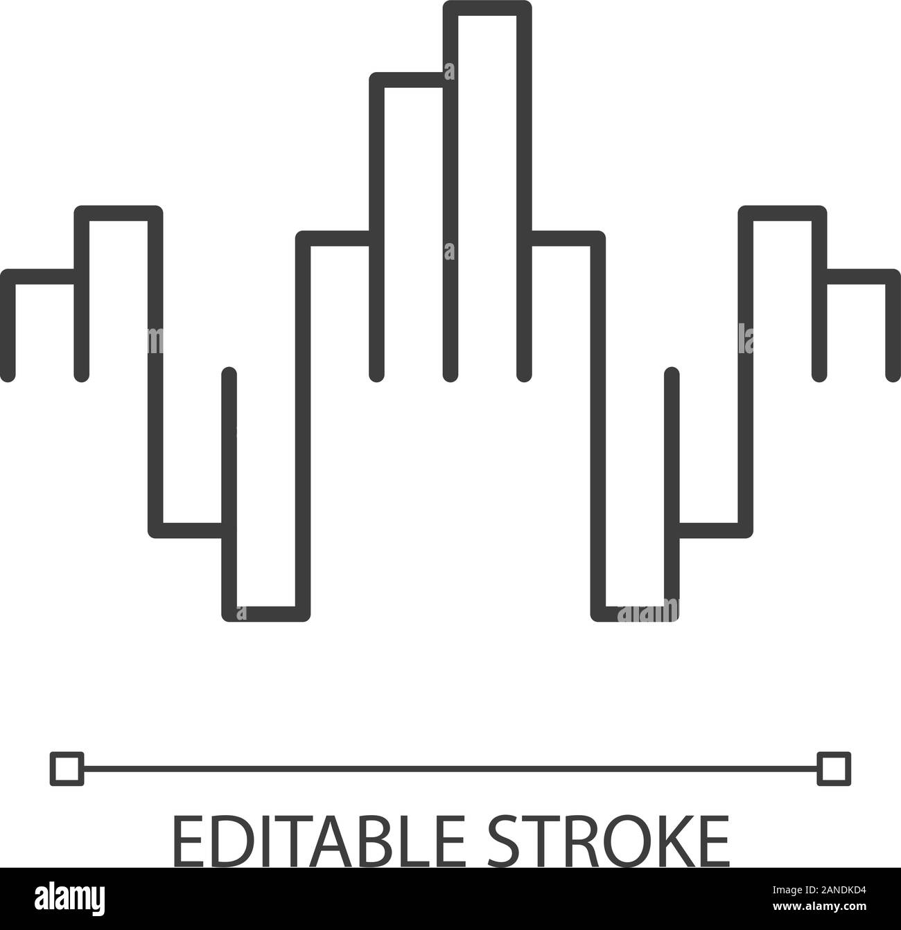 Geometric music wave linear icon. Thin line illustration. Abstract ...