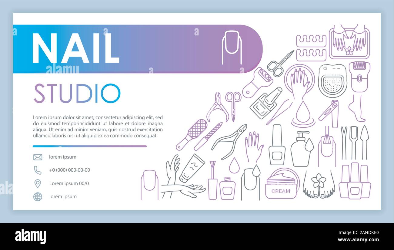 Nail studio web banner, business card vector template. Manicure salon ...
