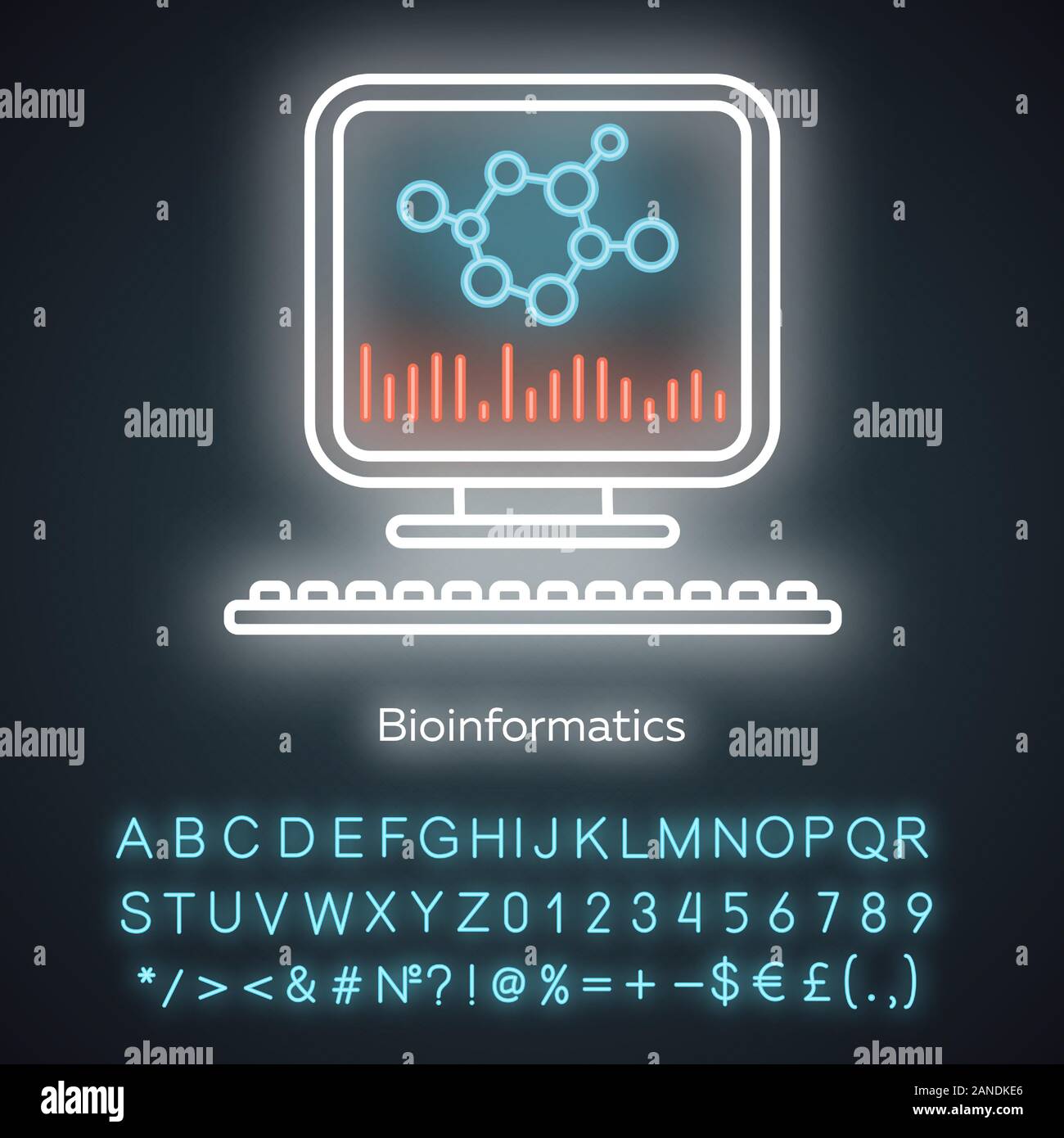 Bioinformatics neon light icon. Human genome research. Biochemical ... Bioinformatics neon light icon. Human genome research. Biochemical ...