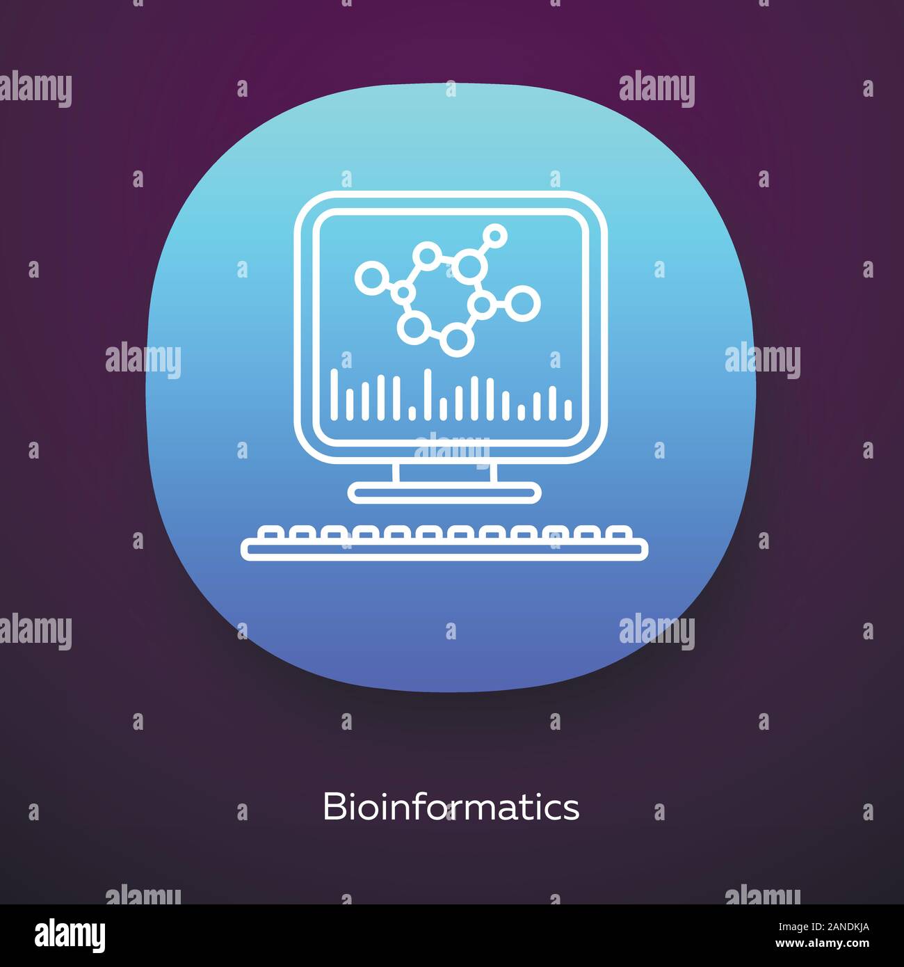 Bioinformatics app icon. Human genome research. Biochemical information ...
