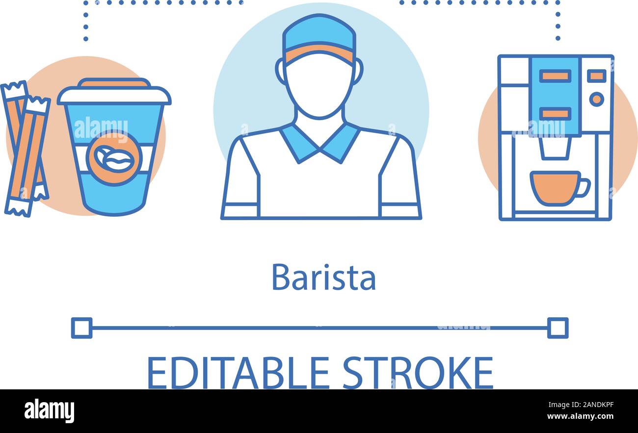 Barista concept icon. Coffeehouse employee, bartender idea thin line ...