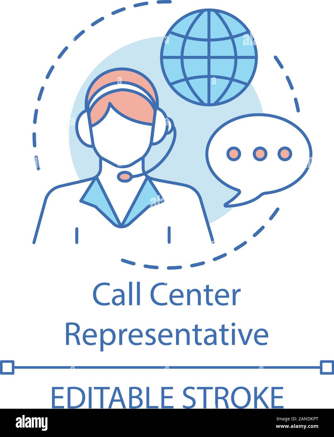 Call center representative concept icon. Online support, hotline ...