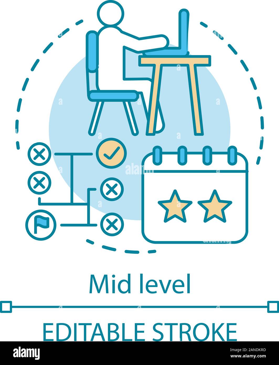 Mid level concept icon. Work experience idea thin line illustration ...