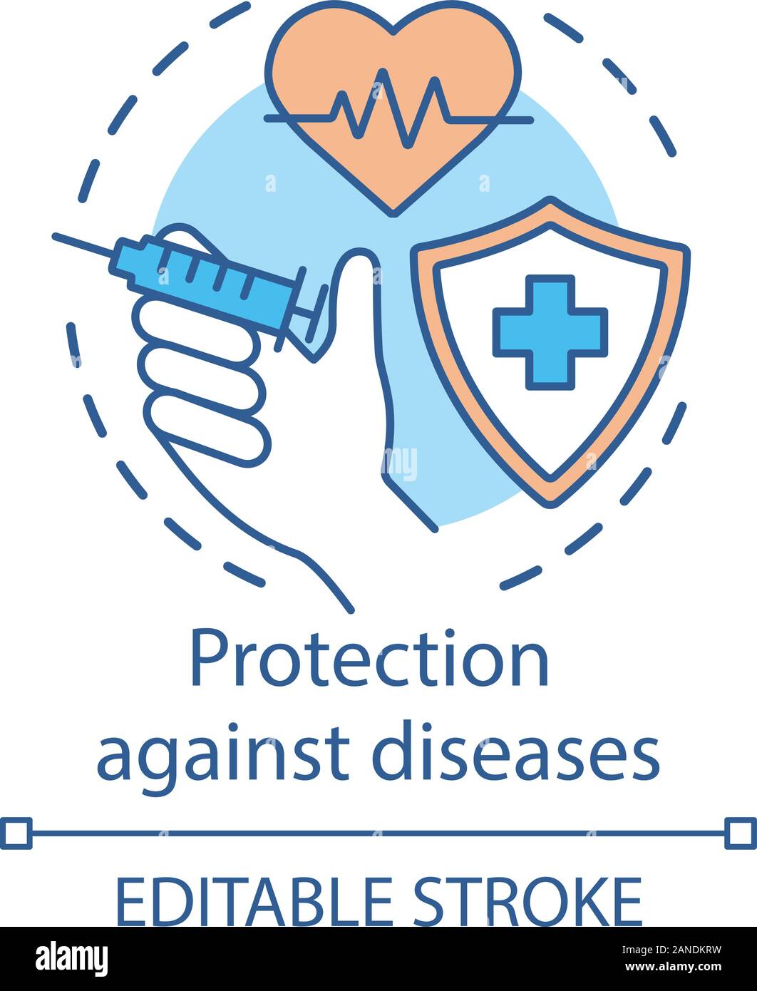 Protection against diseases concept icon. Healthy lifestyle idea thin ...