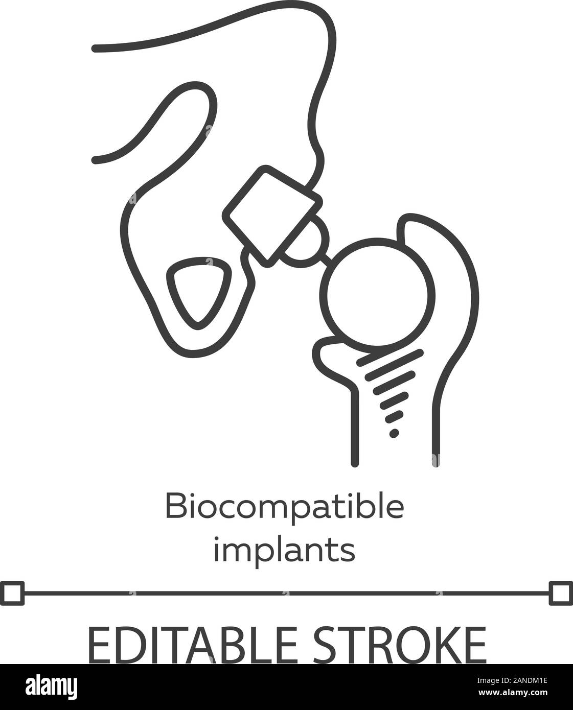 Biocompatible implants linear icon. Artificial joint. Biological ...