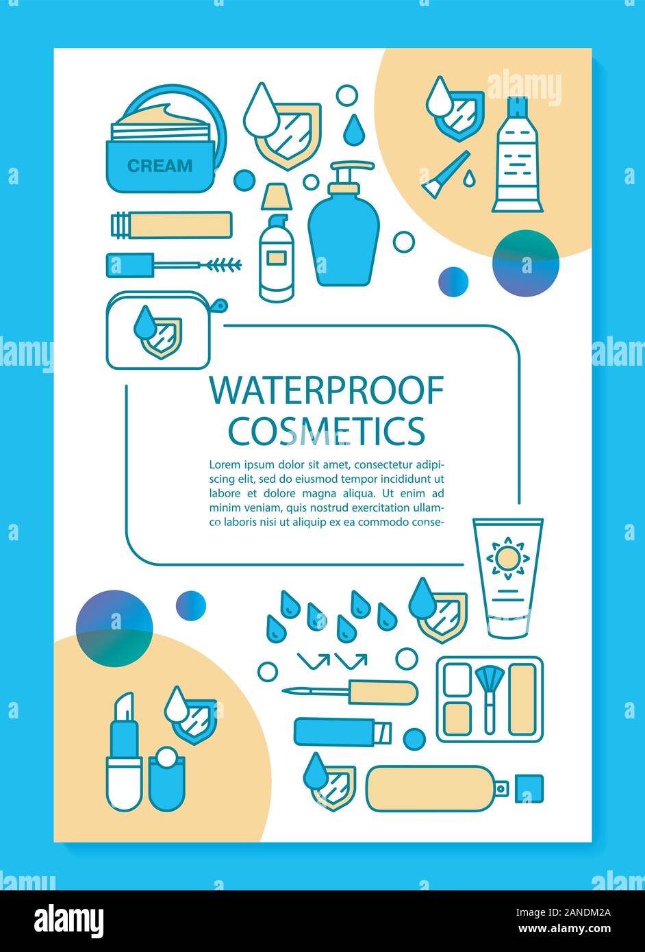 Water resistant skincare products brochure template layout. Flyer ...