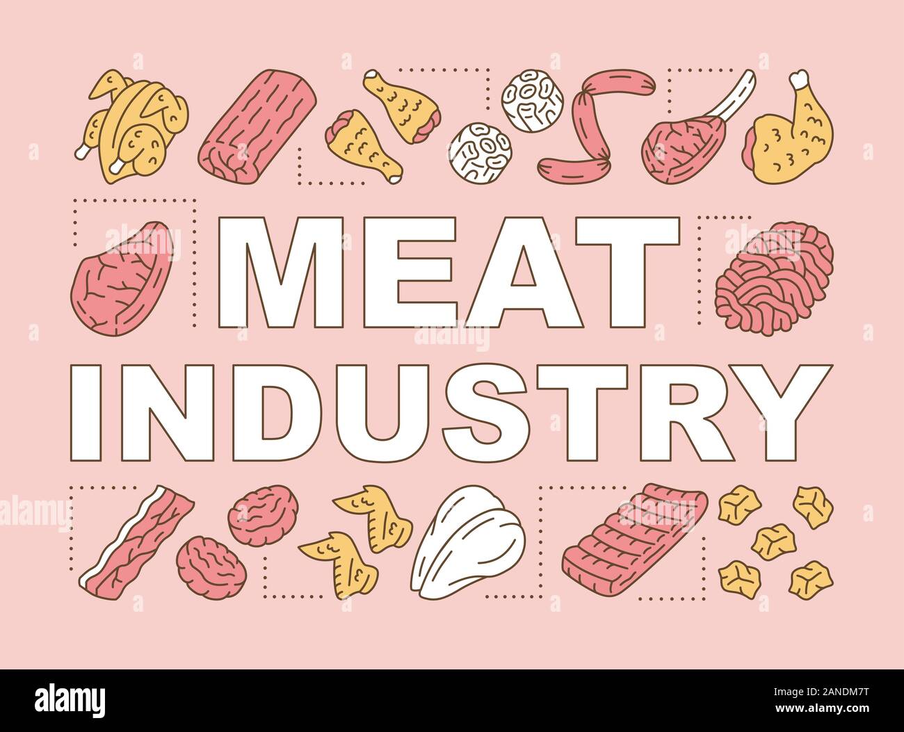 Meat industry word concepts banner. Butchery, food market presentation ...