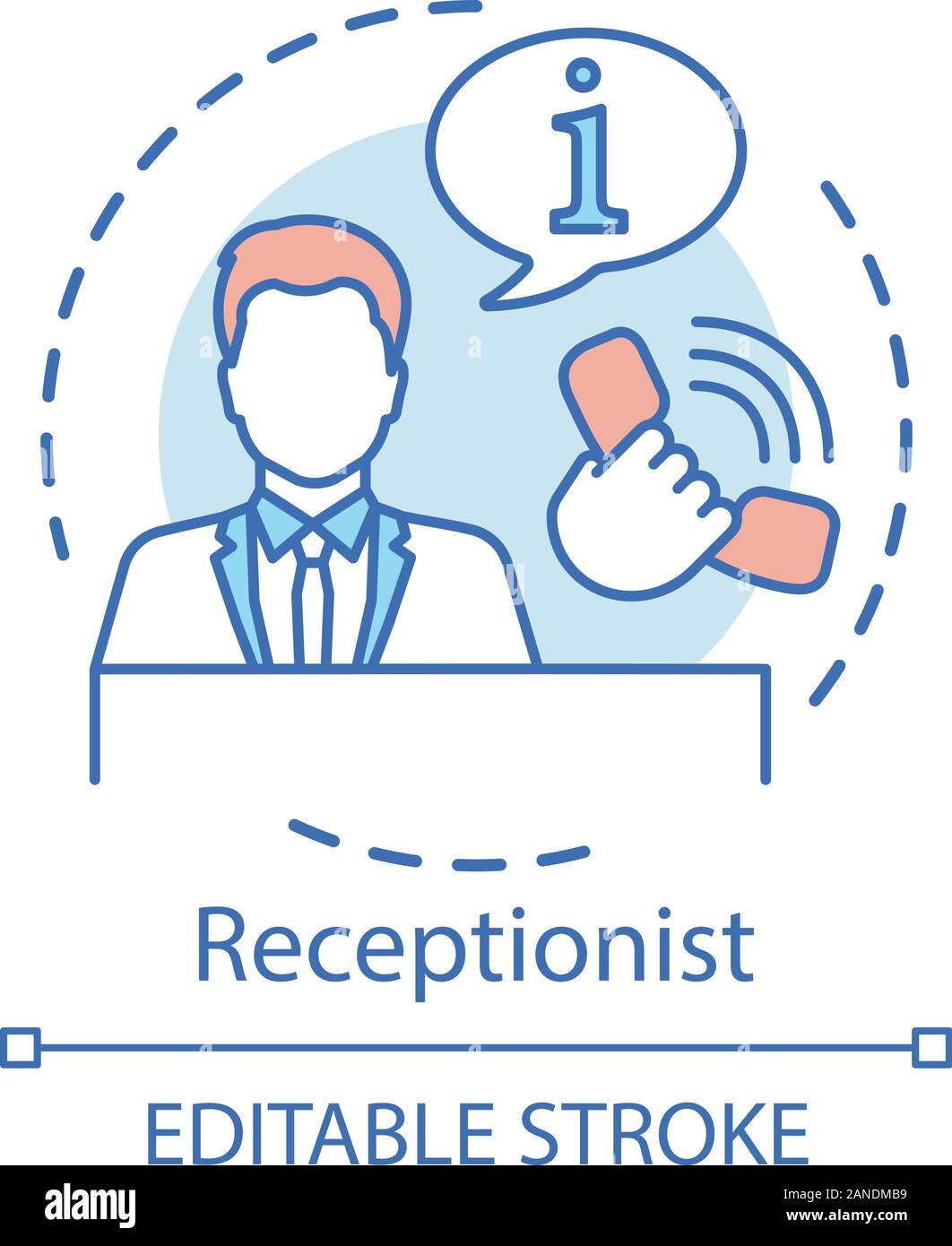 Receptionist concept icon. Secretary, assistant idea thin line ...