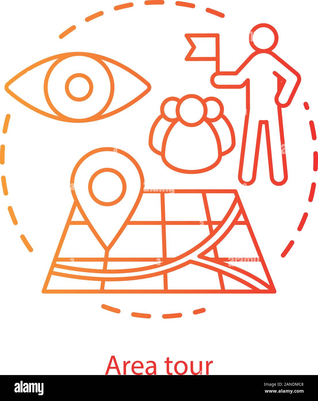 Area tour in city concept icon. Tourism, visiting sights, landmarks ...