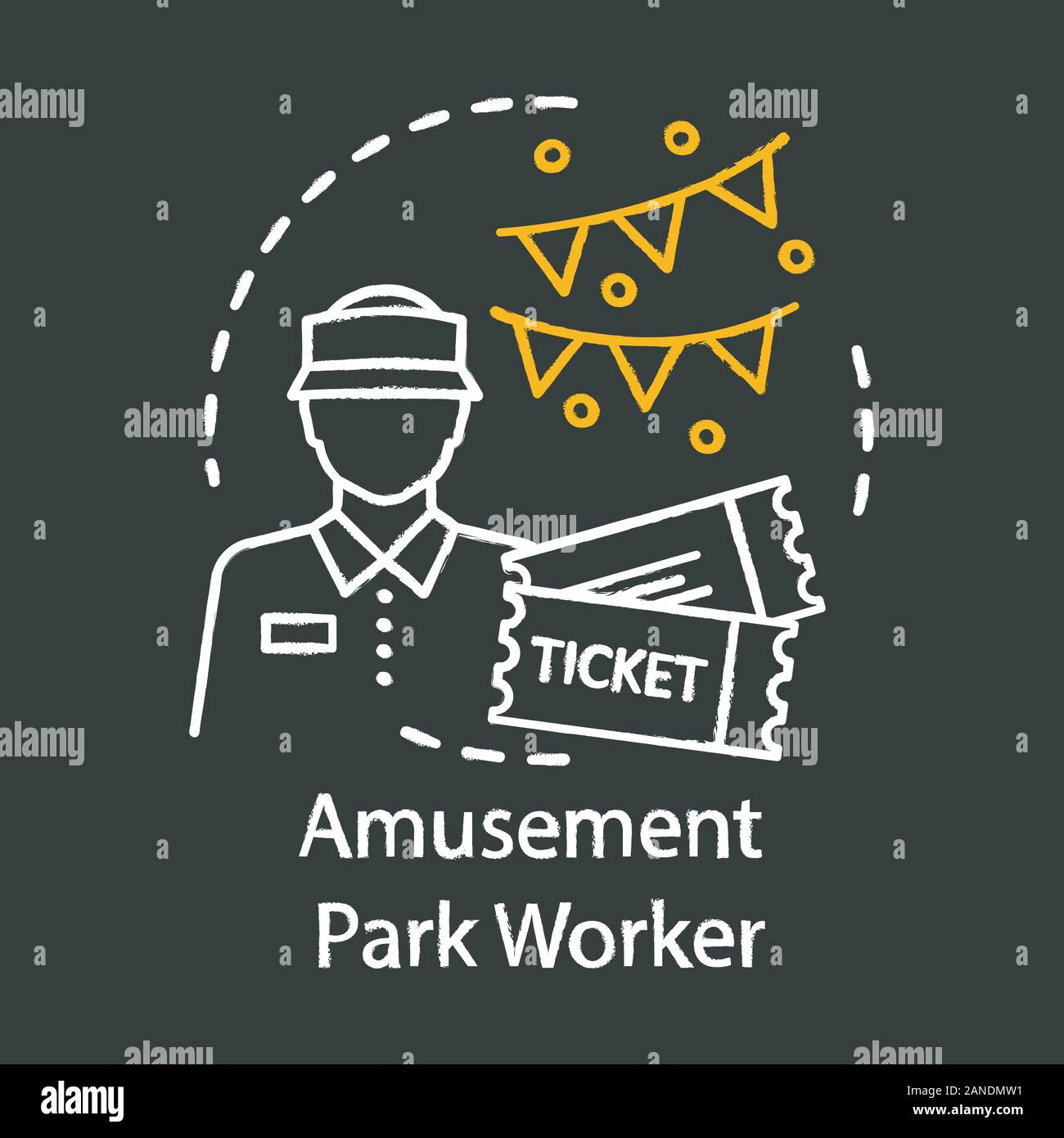 Amusement park worker chalk icon. Summer part-time job. Temporary ...