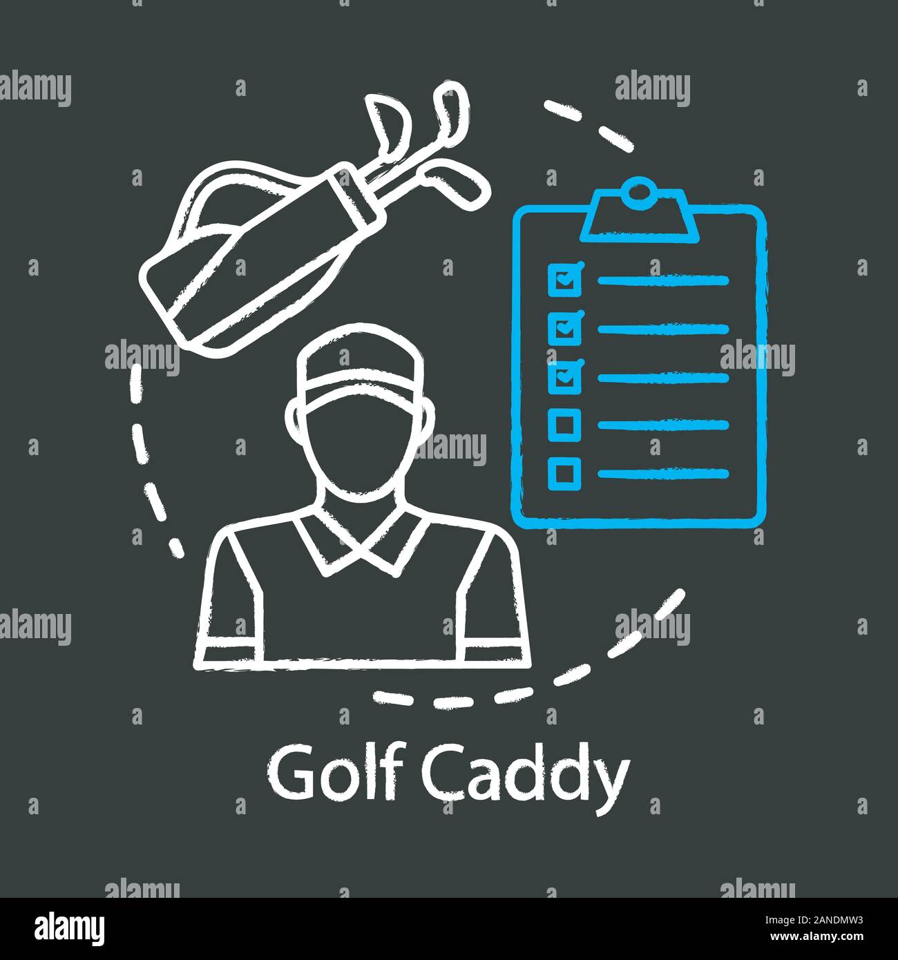 Golf caddy chalk icon. Sport coach, trainer. Player assistant. Golf bag ...