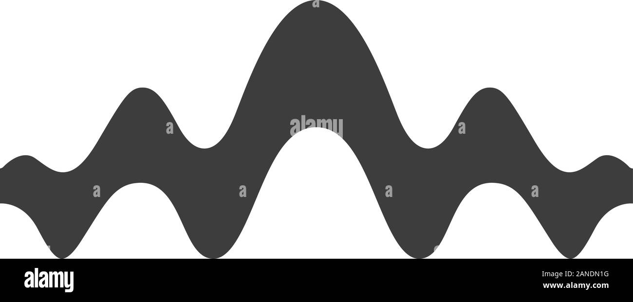 Fluid wave glyph icon. Silhouette symbol. Flowing wavy lines. Music ...