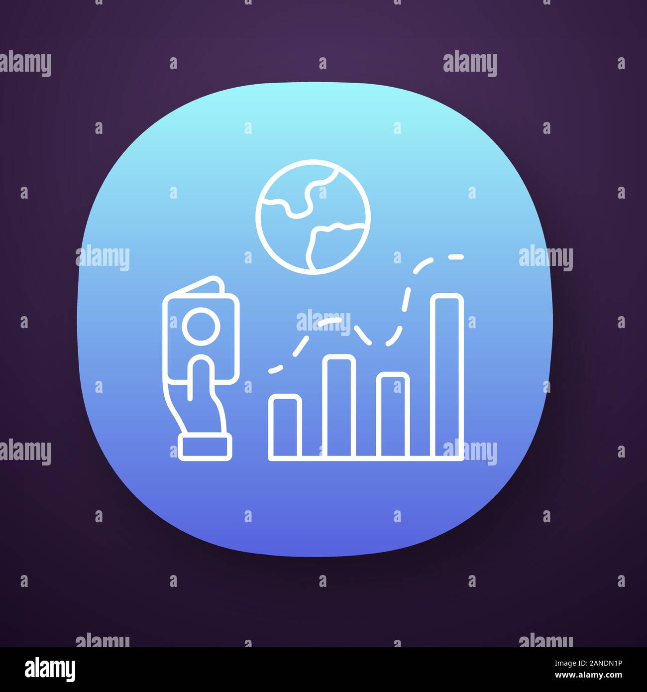 Immigration rate app icon. Business analysis, analytical research. Data representation ...