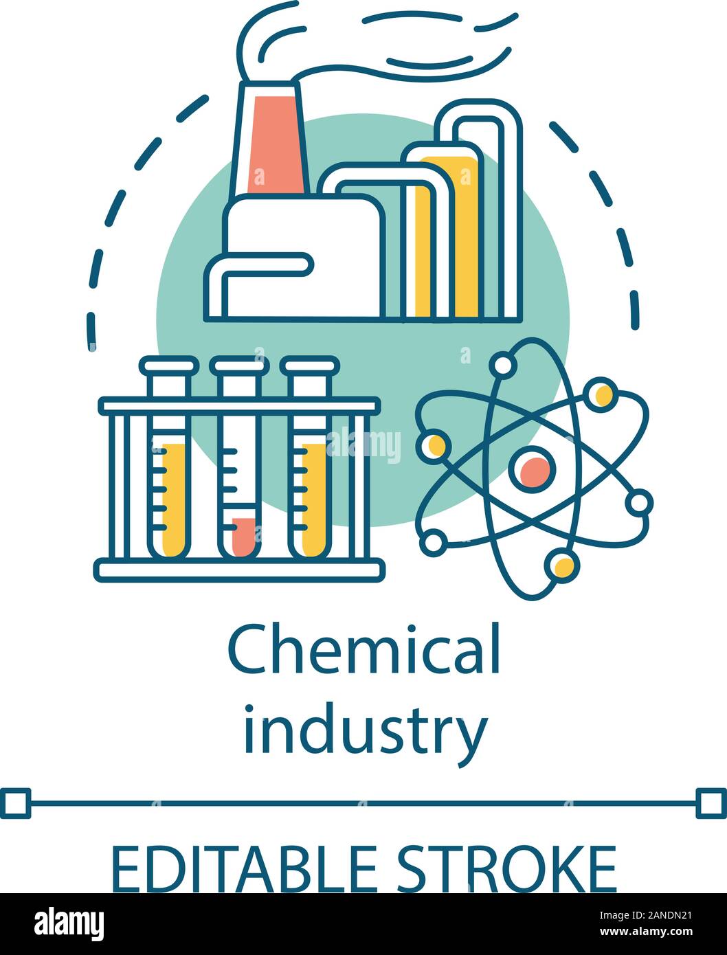 Chemical industry concept icon. Industrial chemicals producing. Plant ...