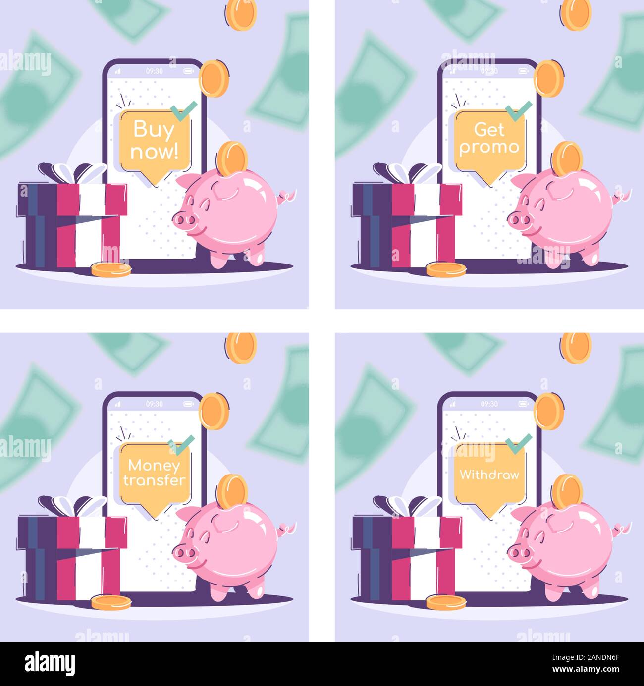 Marketing social media post mockups set. Advertising web banner design ...