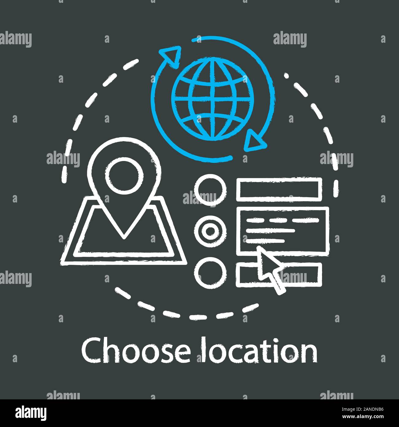 Choose location chalk icon. Planning travel destination. Route choosing ...