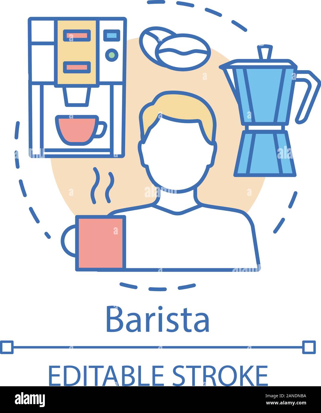 Barista concept icon. Coffeehouse employee, bartender idea thin line ...
