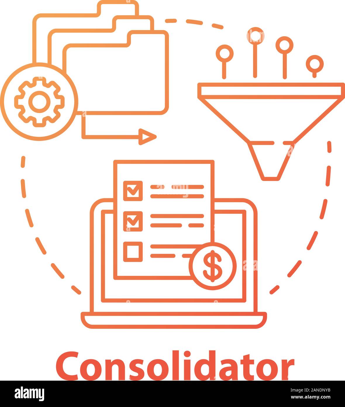 Consolidator concept icon. Billing idea thin line illustration. E ...